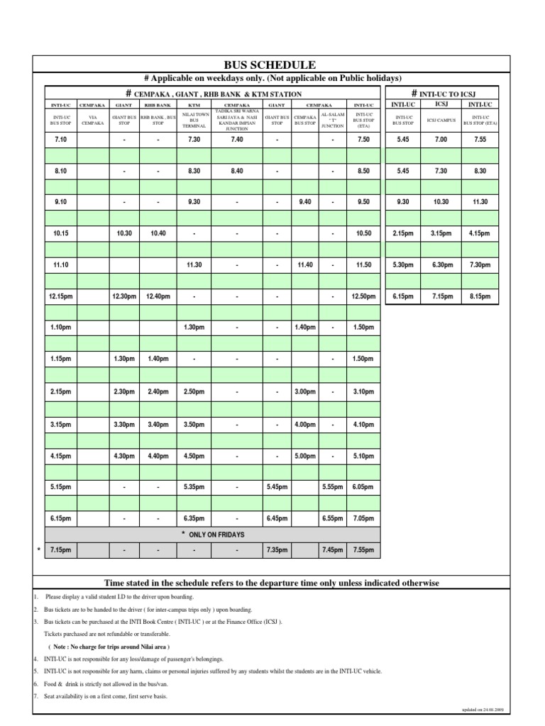 Bus Schedule | PDF | Public Transport | Transport