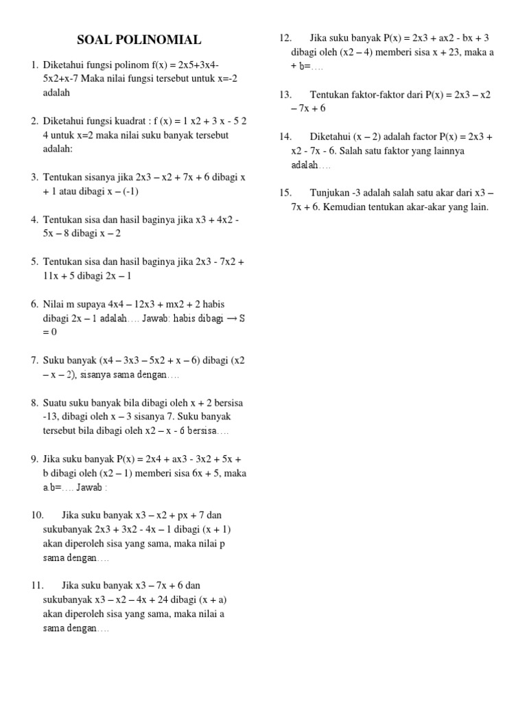 Soal Polinomial | PDF