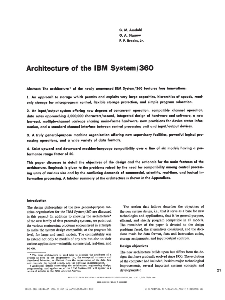 Ibm J. Res. Develop. Vol. 44 No. 1/2 January/March 2000 G. M. Amdahl, G ...