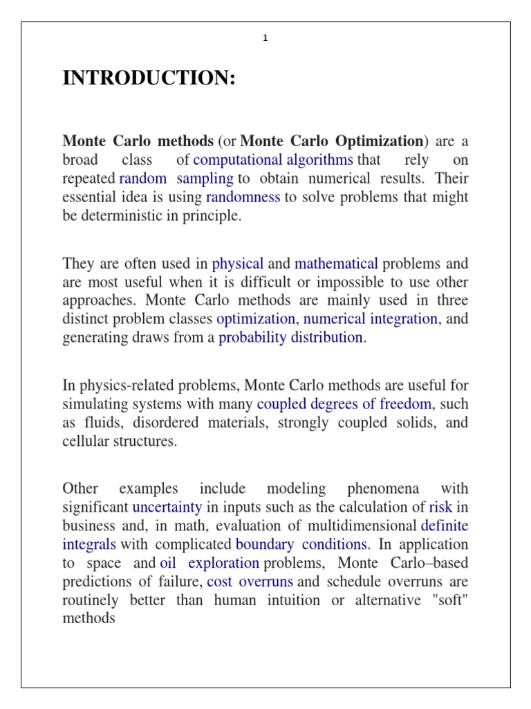 Monte Carlo Optimization Pdf Monte Carlo Method Statistics