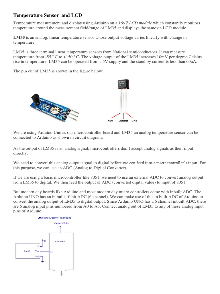 Temperature Sensor Analog & With LCD | Download Free PDF | Analogue ...