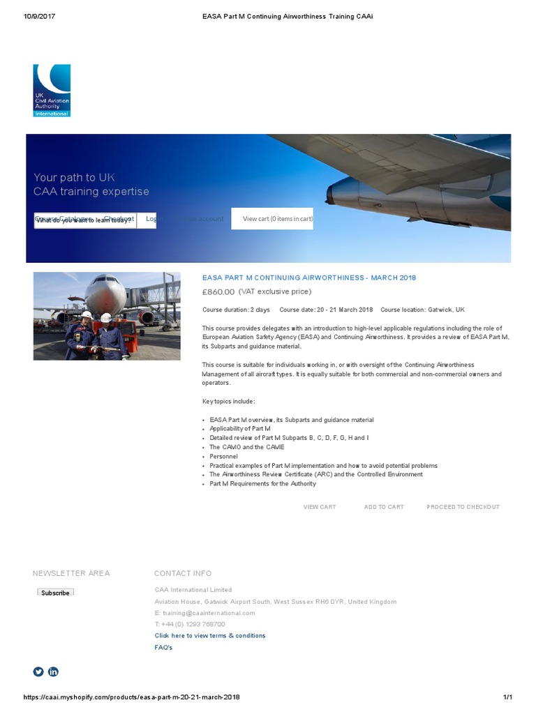 EASA Part M Continuing Airworthiness Training CAAi | Aerospace | Aviation