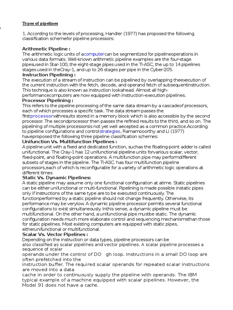 Types of Pipeline | PDF | Central Processing Unit | Pipeline Transport