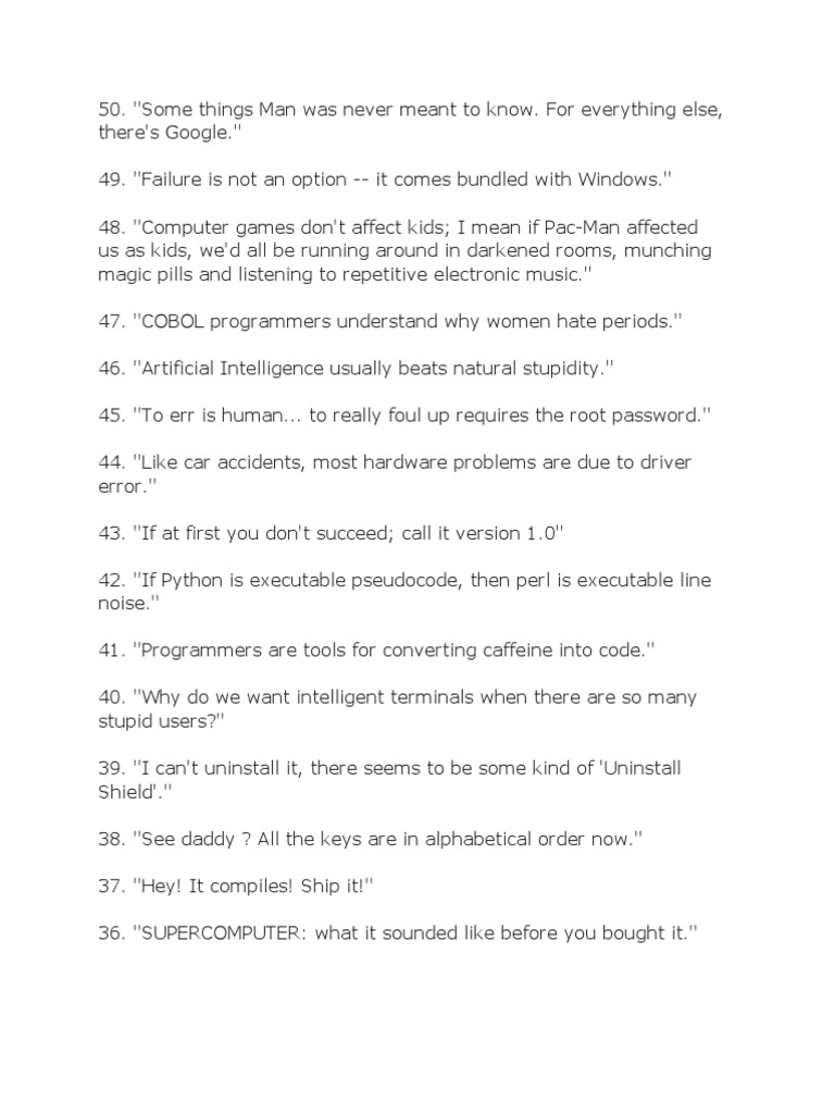 Funny Computer Quotes | PDF | Programmer | Computer Programming