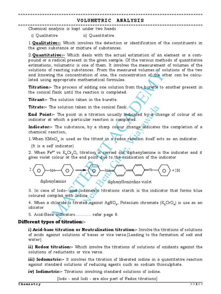 Volumetric | PDF | Titration | Chemistry