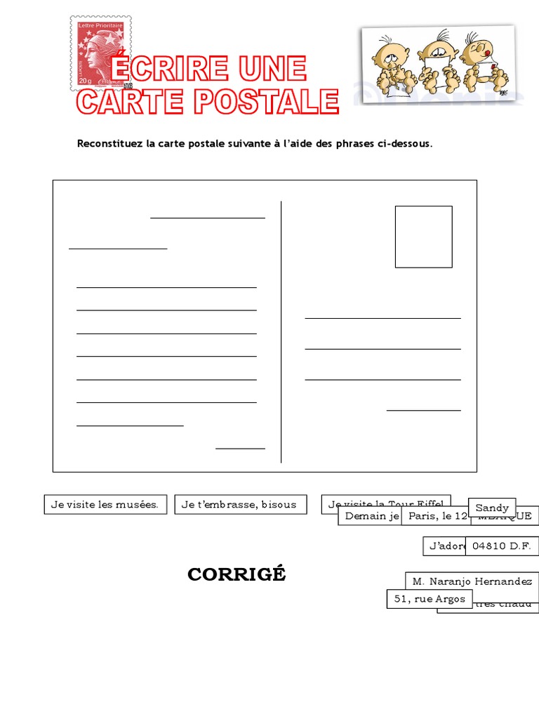 Ecrire Une Carte Postale Comprehension Orale 44605