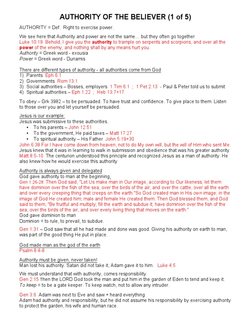 Authority of The Believer | PDF | Adam | Satan