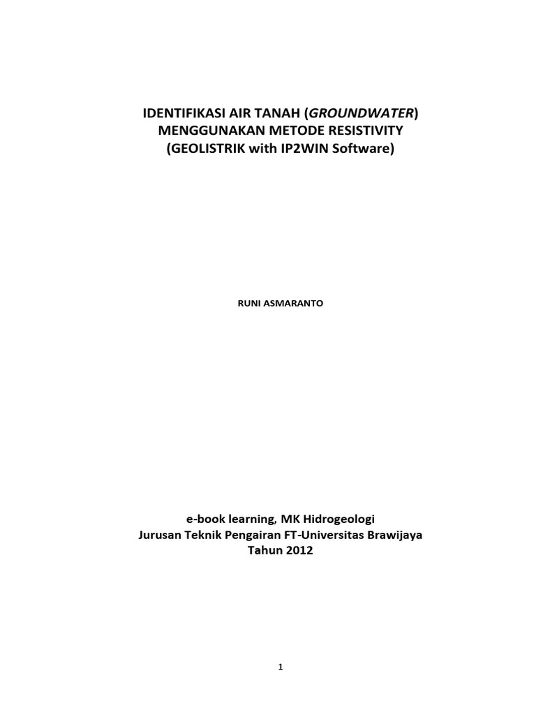 Identifikasi Airtanah dengan Metode Resistivity | PDF