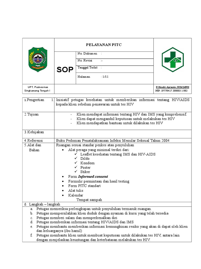 Sop Pelayanan Pitc | PDF