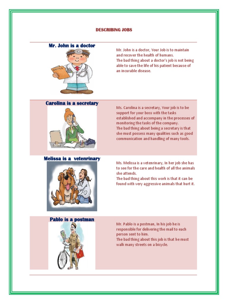 Describing Jobs | PDF | Service Industries | Medicine