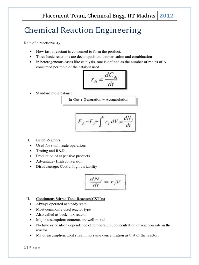 Chemical Reaction Engineering | PDF | Chemical Reactor | Chemical Reactions