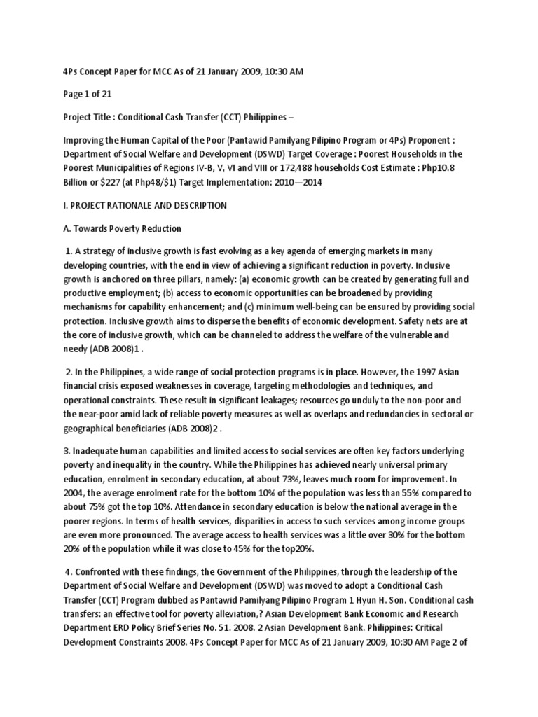 4Ps Program Concept Paper Overview | PDF | Poverty | Poverty & Homelessness