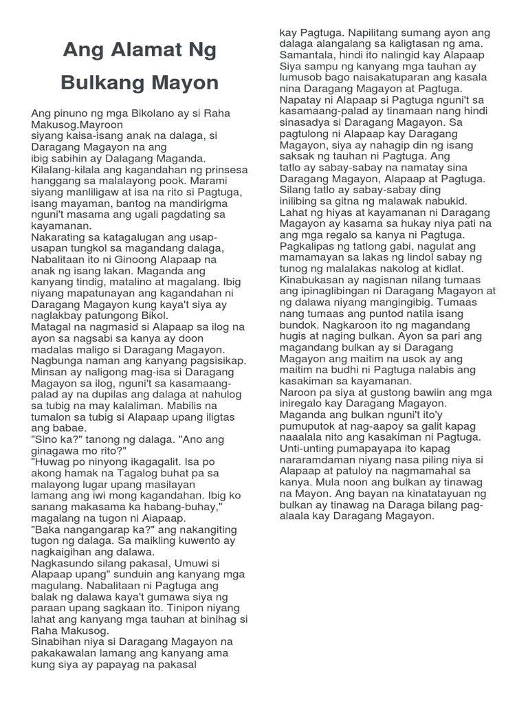 Alamat Ng Mayon