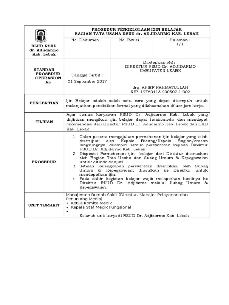 SOP Tugas Belajar & Izin Belajar | PDF