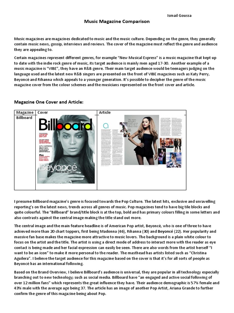 Music Magazine Comparison | PDF | Rock Music | Magazines