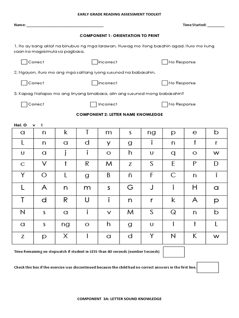 EGRA Assessment Tool | PDF