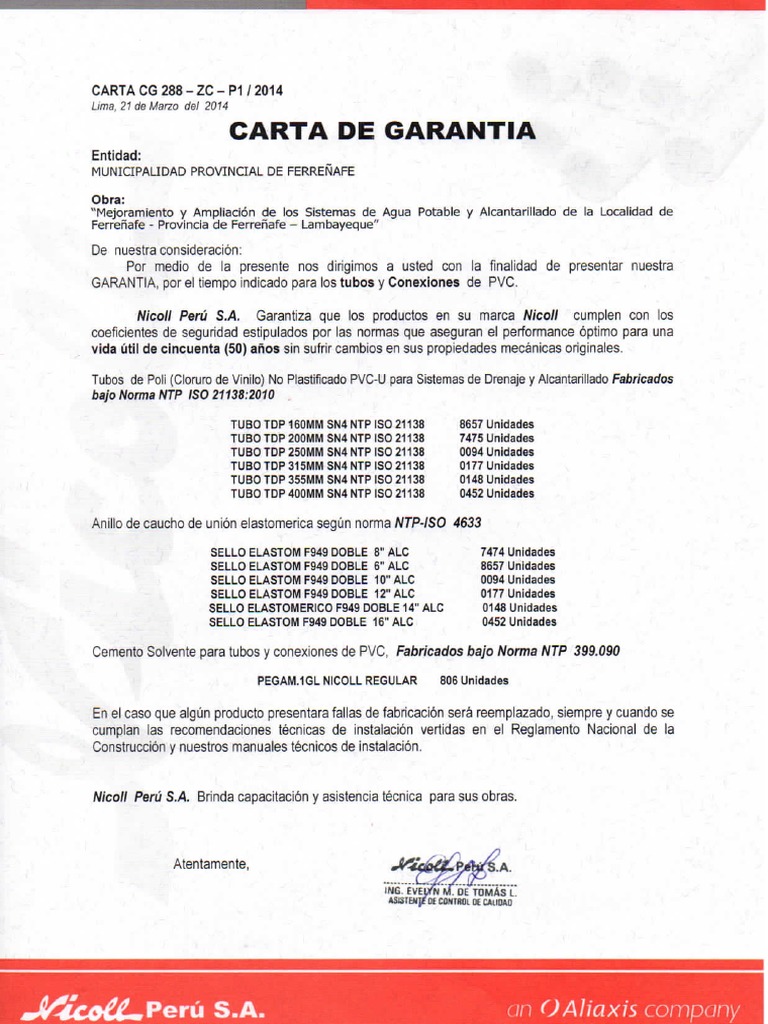 Carta de Garantia | PDF