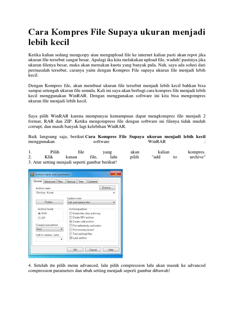 Cara Kompres File Supaya Ukuran Menjadi Lebih Kecil | PDF