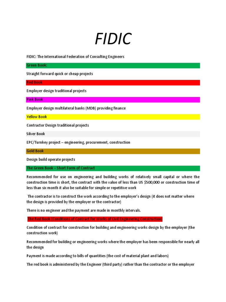 FIDIC | Specification (Technical Standard) | Engineering