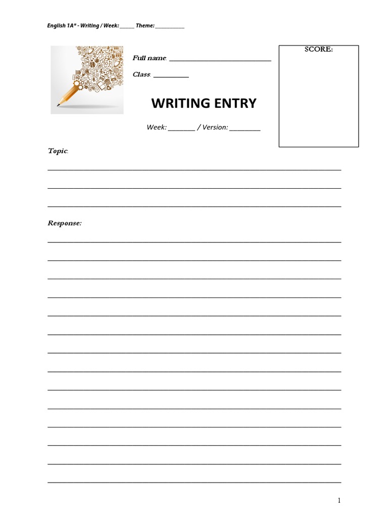 Writing Entry: Full Name: - Class: - Score | Download Free PDF ...