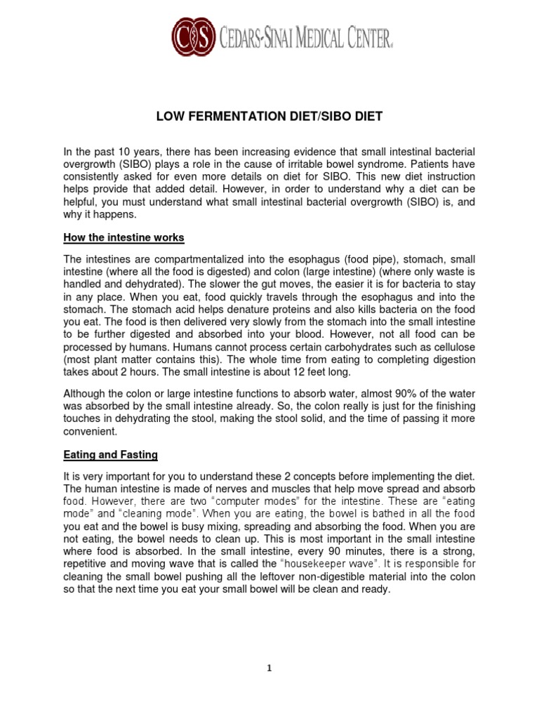 Low Fermentation Diet 1 | Carbohydrates | Gastrointestinal Tract