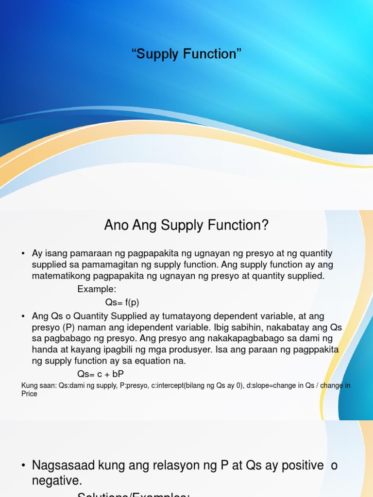 Supply Function | PDF