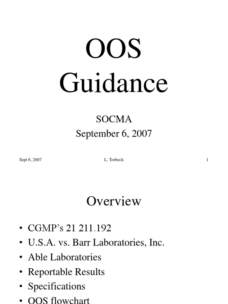 oos-guidance.ppt | Outlier | Food And Drug Administration