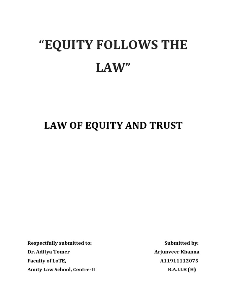 Equity Follows the Law Project | Equity (Law) | Precedent | Free 30-day ...