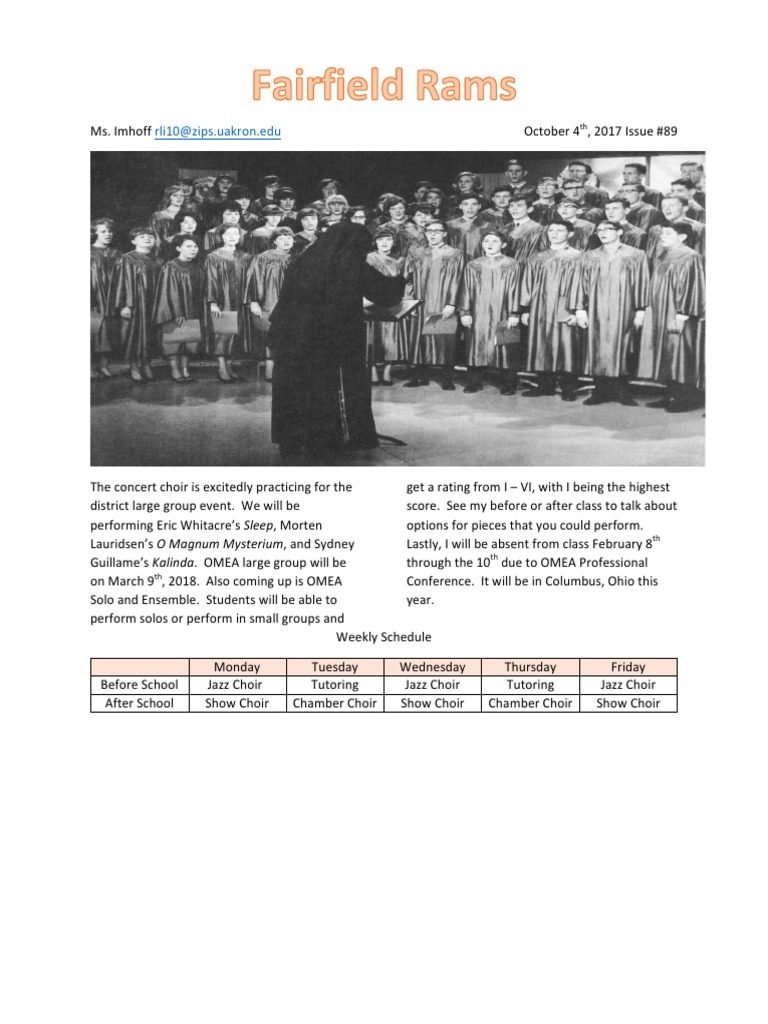 Concert Choir Events and Schedule 2017 | PDF