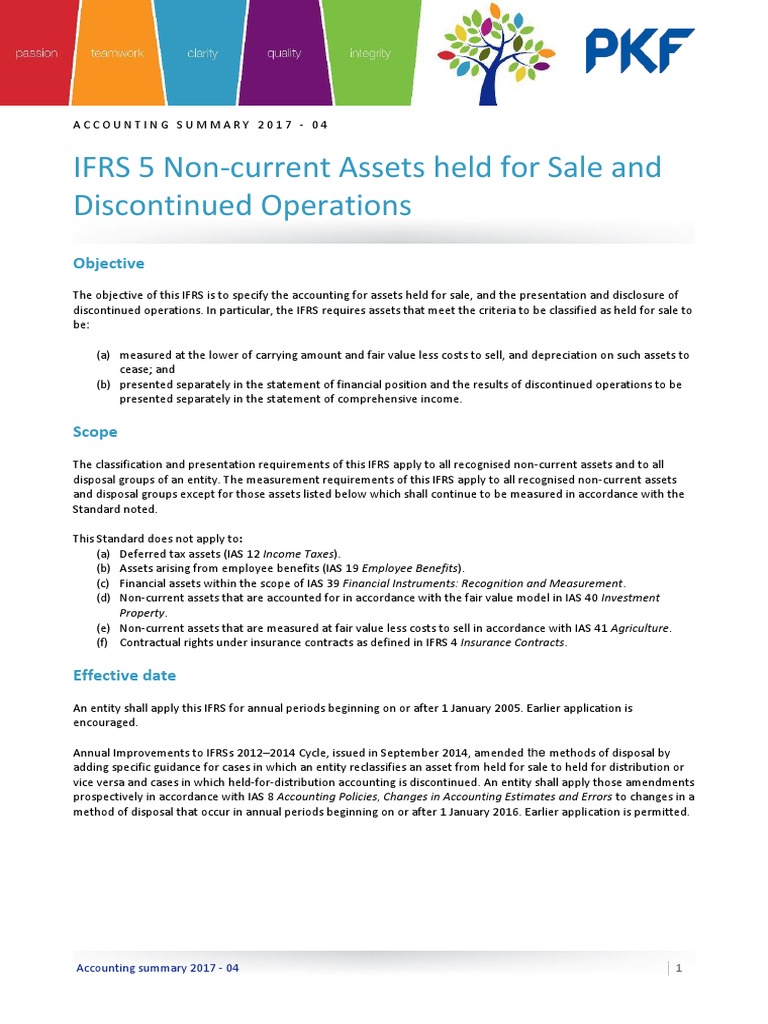 Ifrs 5 Non Current Assets Held For Sales and Discontinued Operations ...