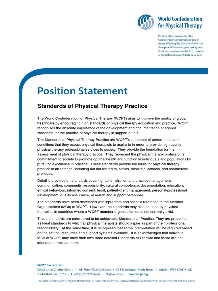 Wcpt Pos Standards Of Physical Therapy Practice Aug07 Pdf Physical