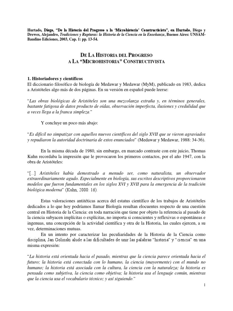 1.1. Hurtado - de La HIstoria Del Progreso A La Microhistoria Constructivista | PDF | Historia ...