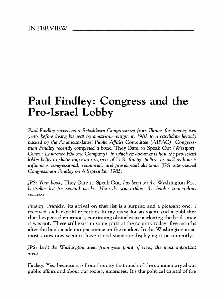 Congress and The Pro-Israel Lobby | PDF | American Israel Public ...