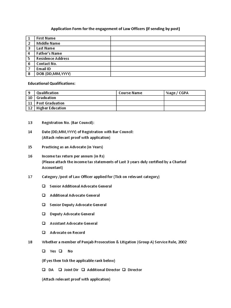 Law Officer Application Form | PDF