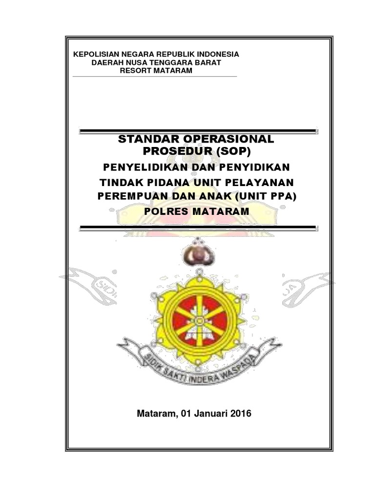 Sop Penanganan Perkara Ppa Sat Reskrim Polres Mataram Tahun 2016 | PDF