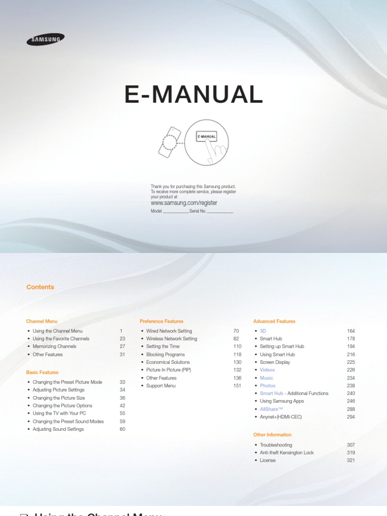 Samsung UN55D7000 Manual | PDF | Color Balance | Television