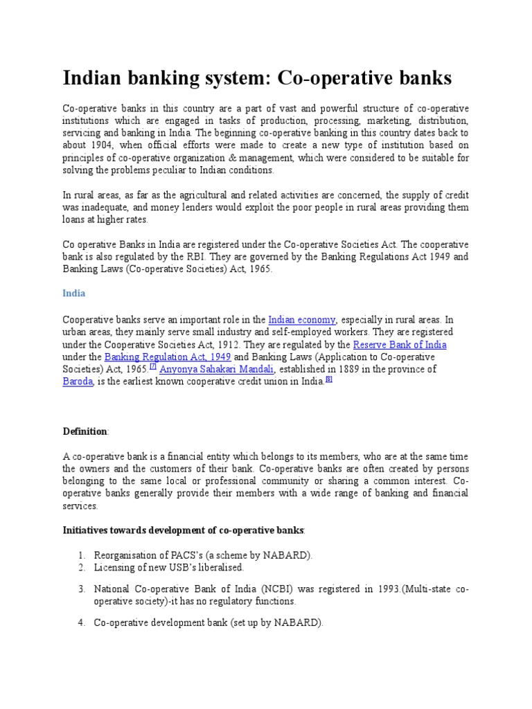 Cooperative Banking | PDF | Cooperative | Reserve Bank Of India