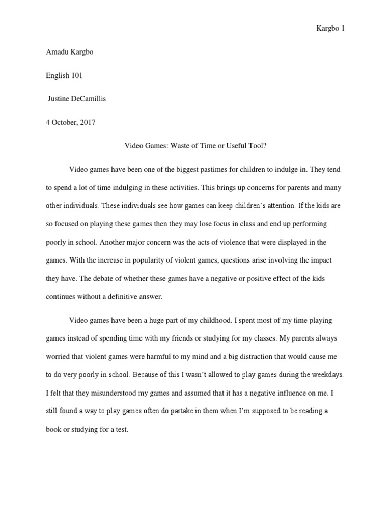 Video Games Waste of Time or Useful Tool | PDF | Video Games | Violence