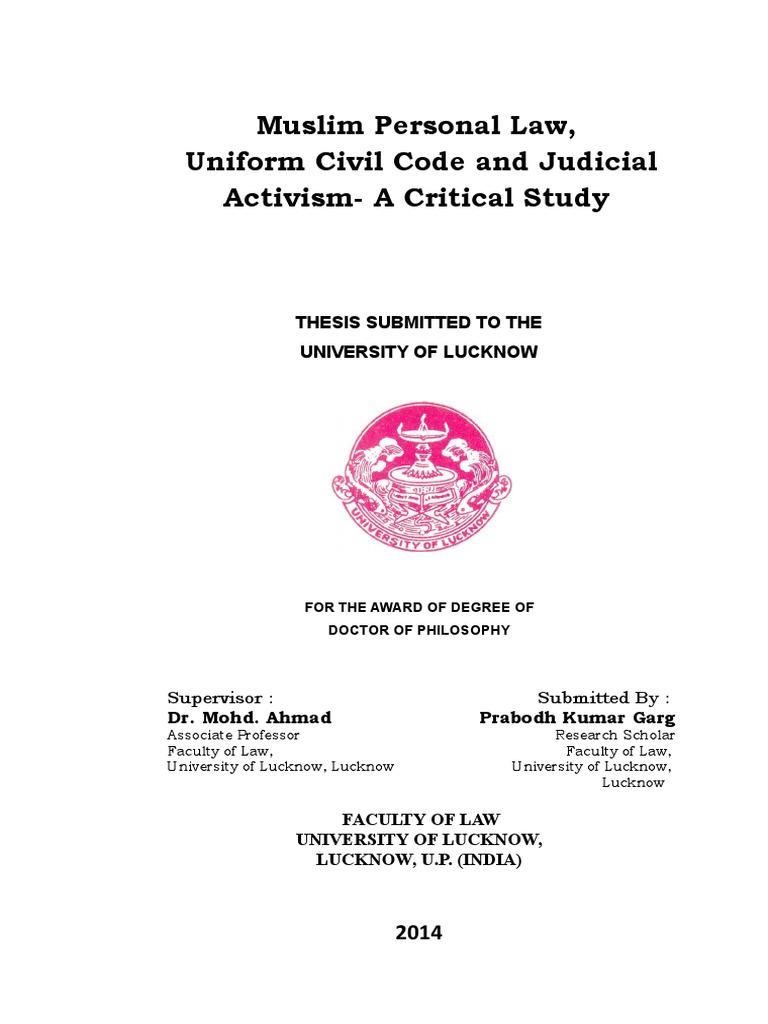 Muslim Law Ucc Judicial Activism Study Pdf Hindu Constitution