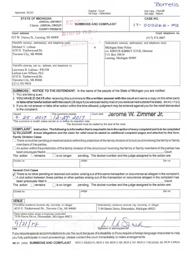 Complaint Michigan State Police | PDF | Freedom Of Information Act ...