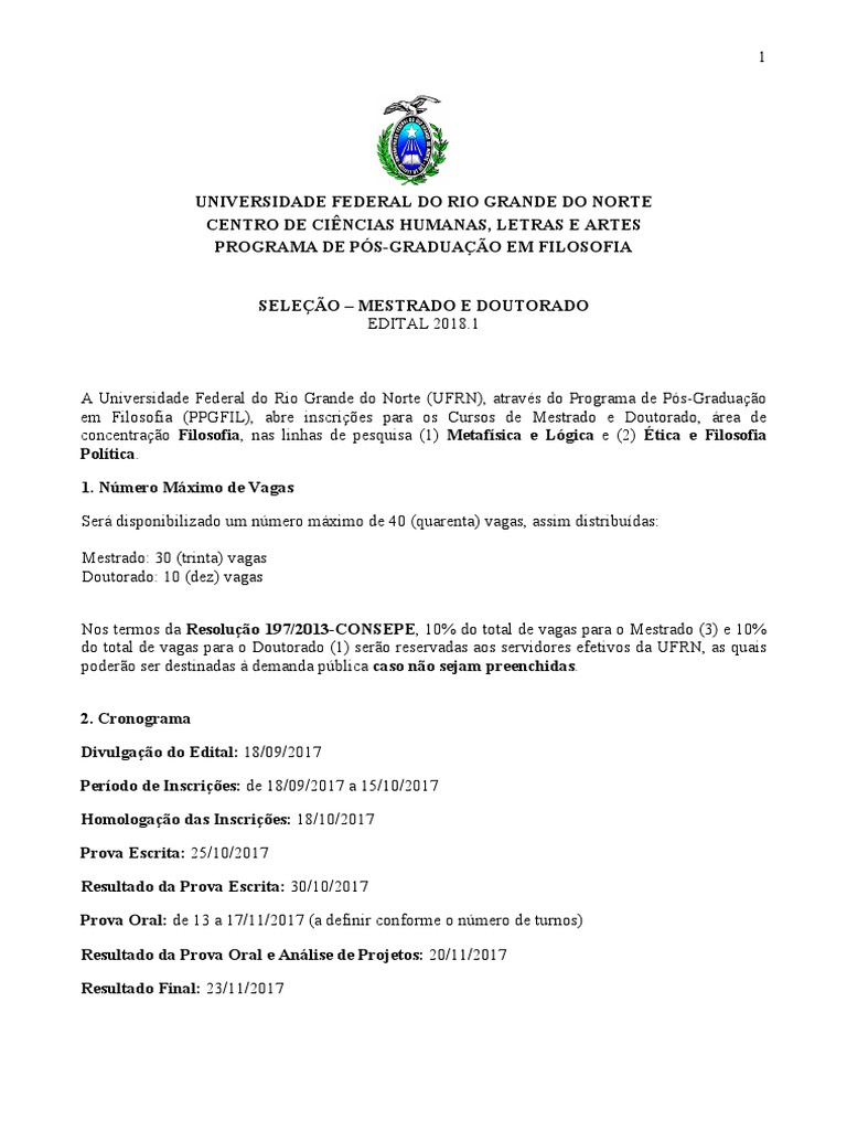 UFRN Edital | PDF | Mestrado | Academia
