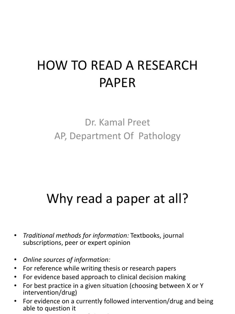 Guide to Reading Research Papers | PDF | Statistical Hypothesis Testing ...