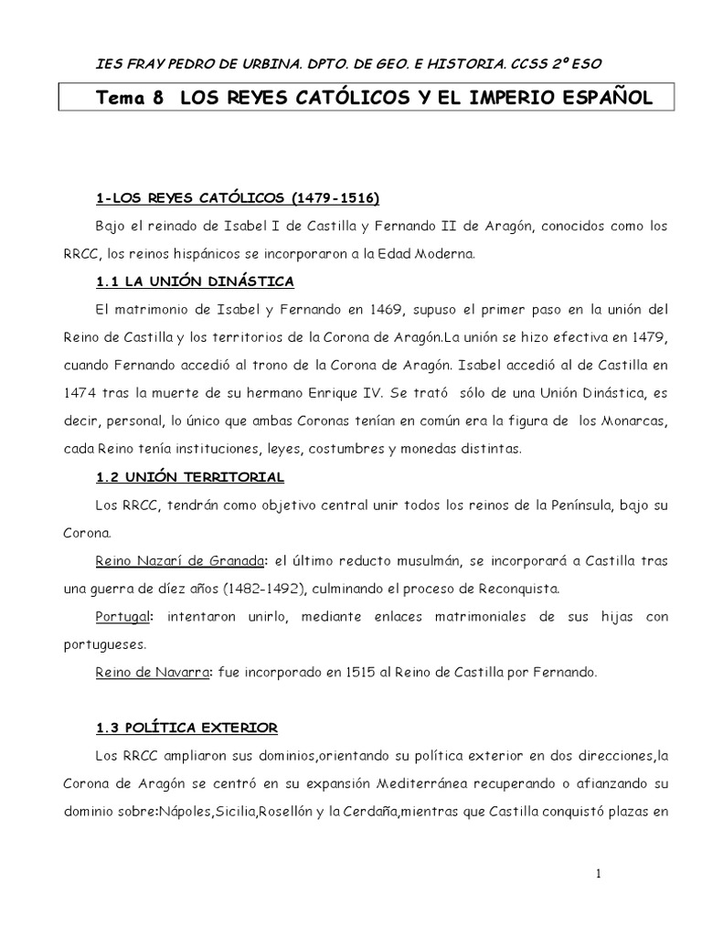 Los RRCC y El Imperio | PDF | Imperio español | Período moderno temprano