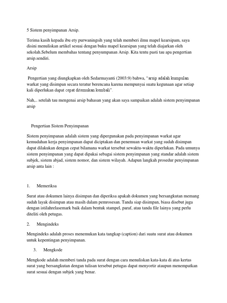 5 Sistem Penyimpanan Arsip | PDF