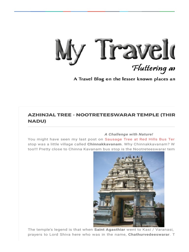 Azhinjal Tree Nootreteeswarar Temple - HTML | PDF | Trees | Plants