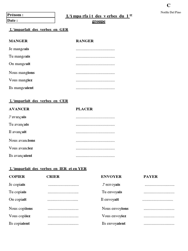 Atelier Imparfait 1 | PDF | Verbe | Relations syntaxiques