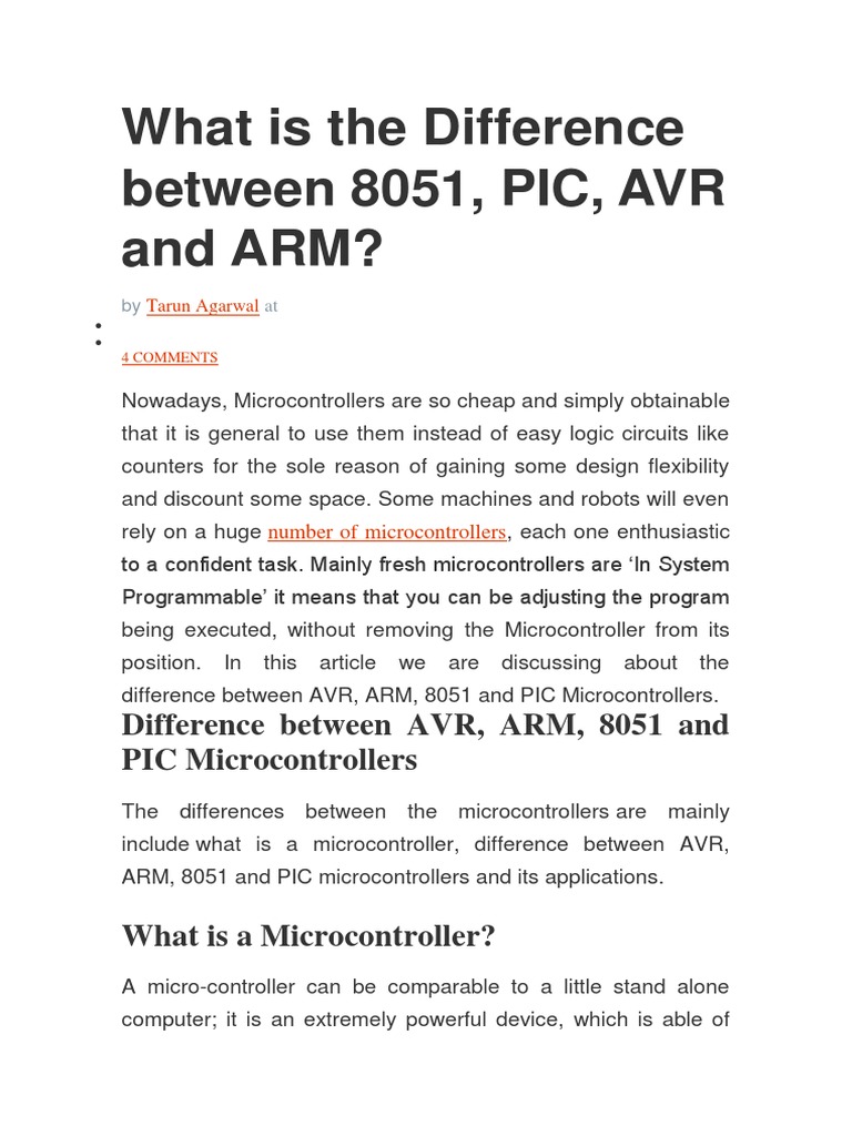 What Is The Difference Between Microcontrollers and 8051 | PDF ...