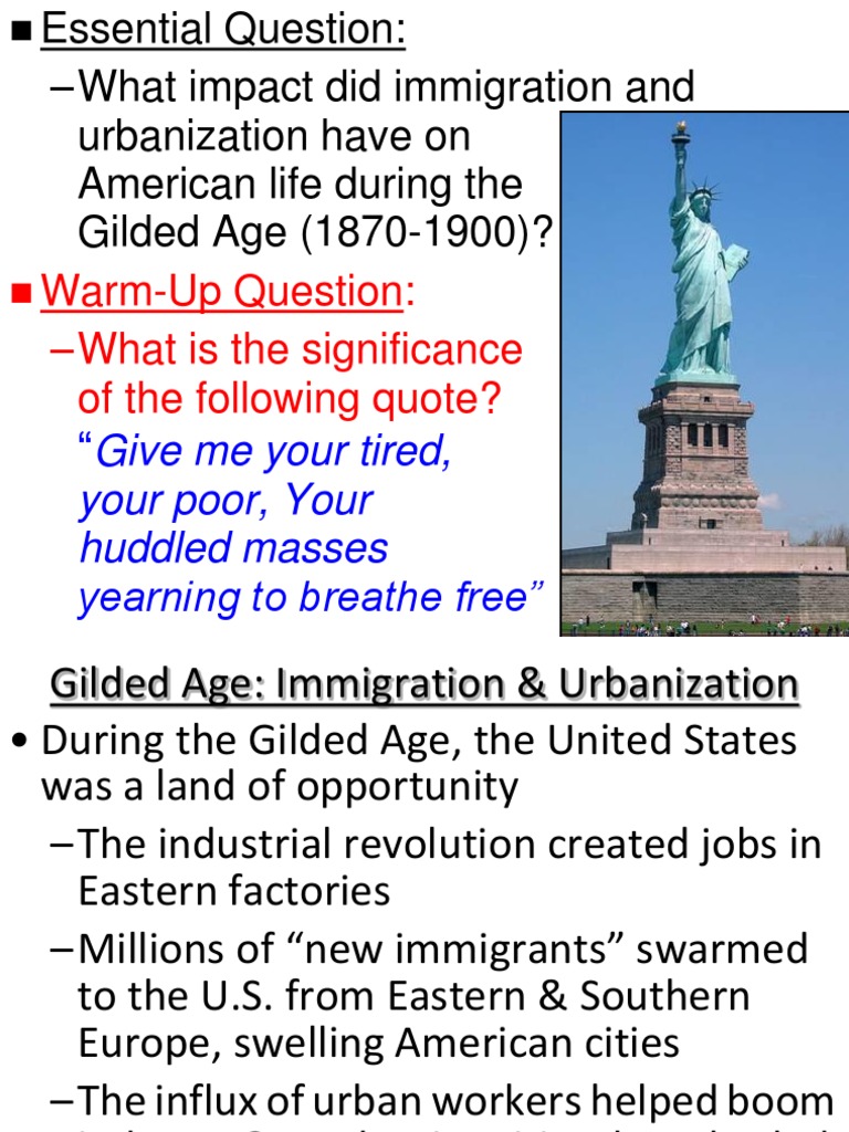 4 Gilded Age Immigration and Urbanization | PDF | Nativism (Politics ...