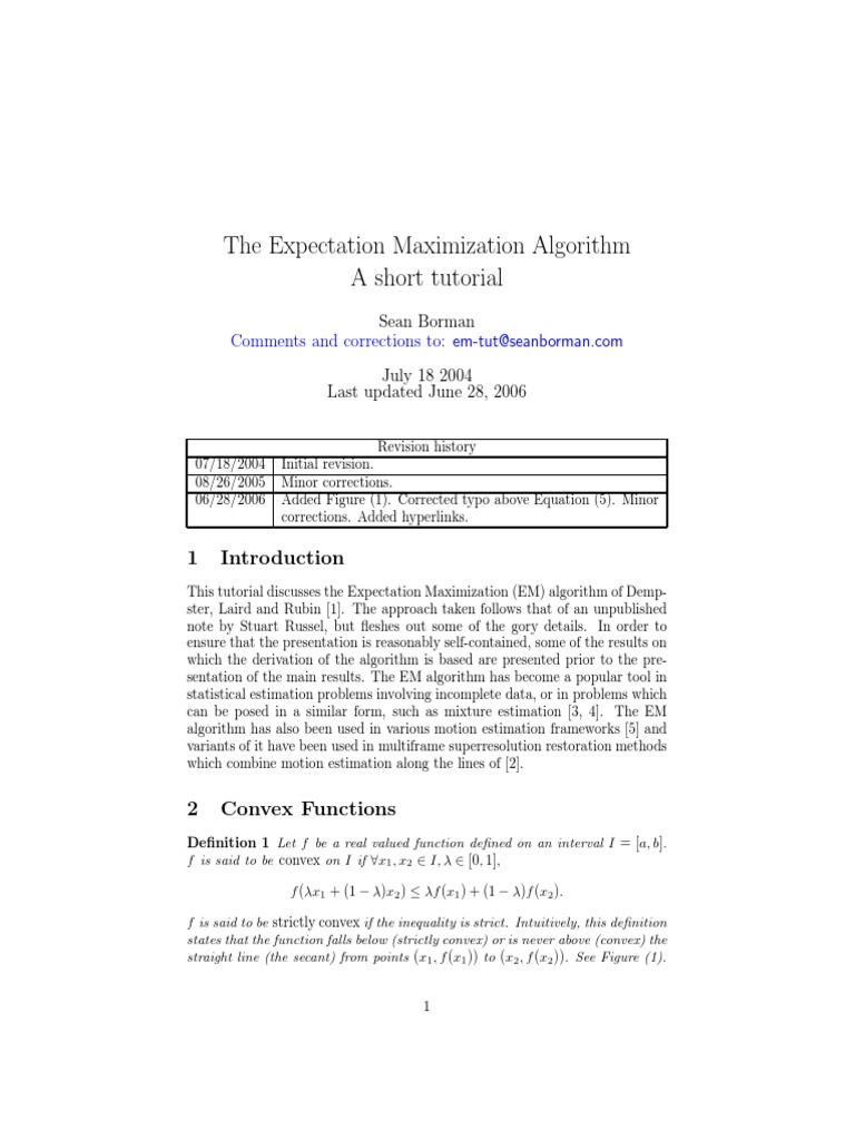 The Expectation Maximization Algorithm Pdf Statistical Theory Teaching Mathematics