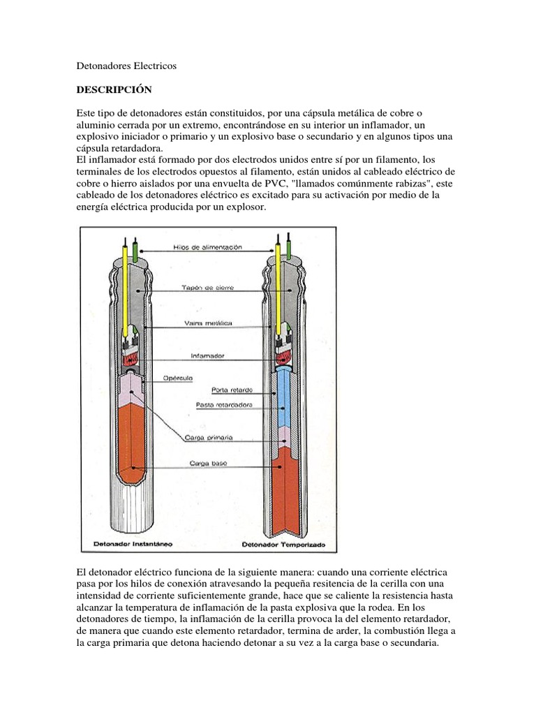 Tipos y Caracteristicas de Los Detonadores Electricos | Corriente ...